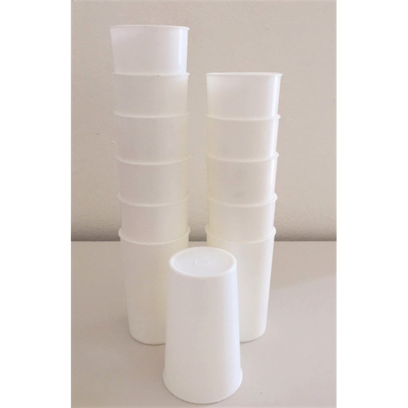 Lot de 12 Gobelets, verres blancs Tupperware 70's