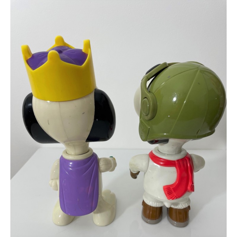 2 Figurines Snoopy Peanuts 18cm vintage McDo 2000 Aviateur et Roi