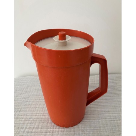 Grand pichet orange et 8 gobelets multicolores TUPPERWARE vintage