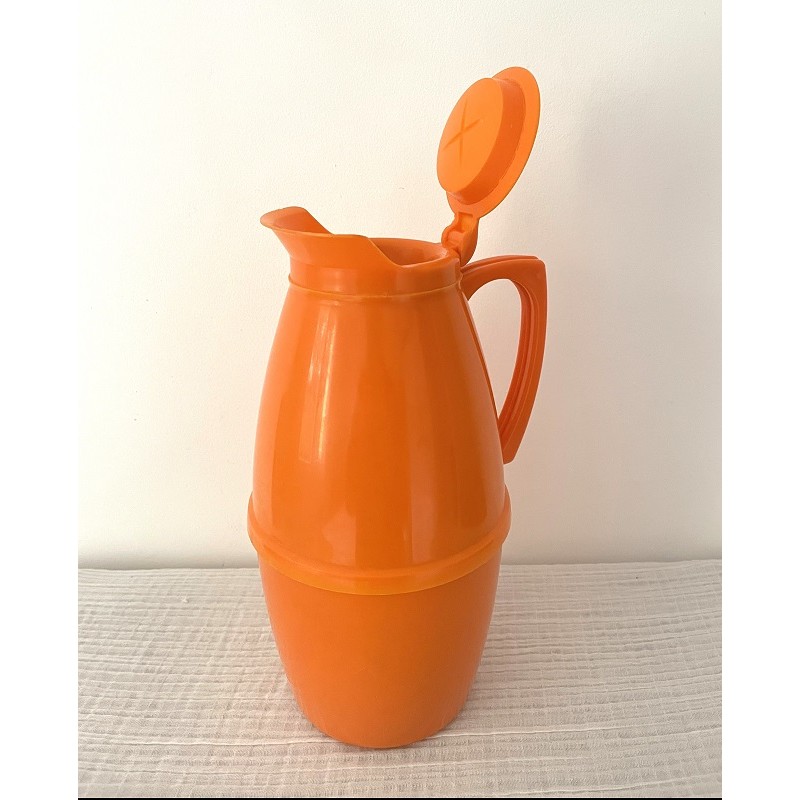 Pichet carafe Tupperware isotherme orange vintage années 70