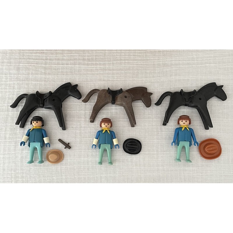 Figurines Cavaliers avec chevaux Playmobil Geobra vintage 1974