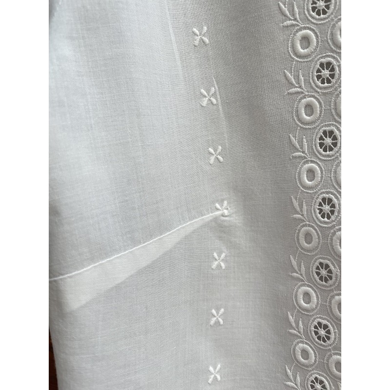 Chemisier ancien, Top Original Swiss en coton avec broderies blanches