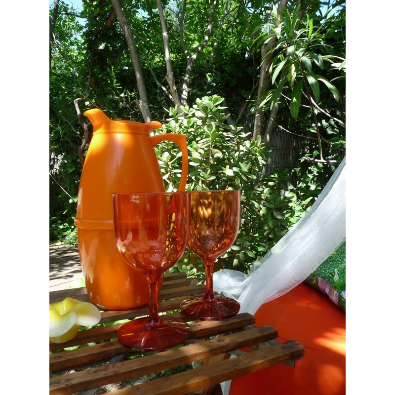 Pichet carafe Tupperware isotherme orange vintage années 70